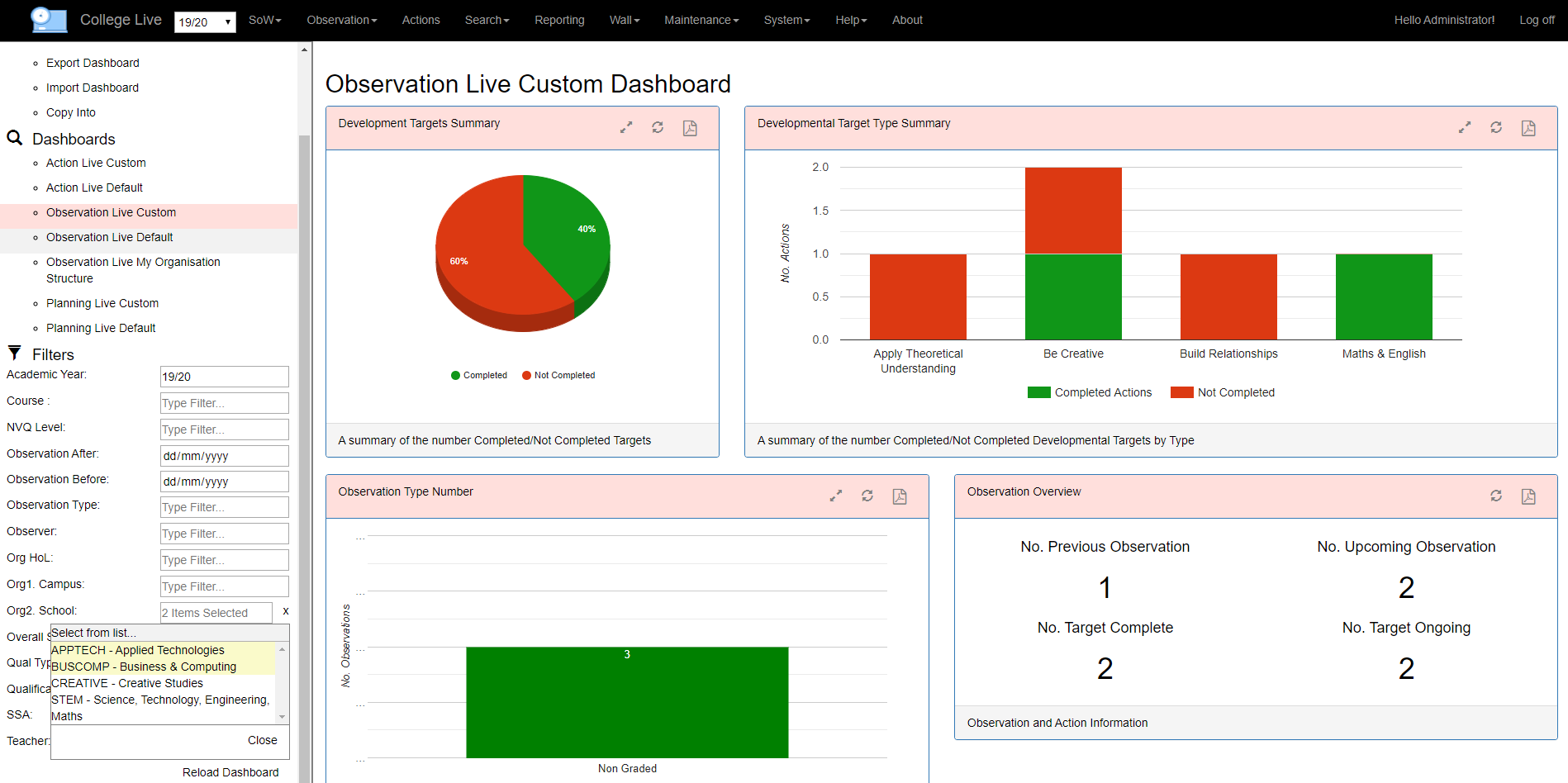 Observation Live Integration